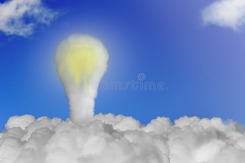 Cloud Shape Light Bulb on Blue Sky. Stock Photo - Image of wire ...
