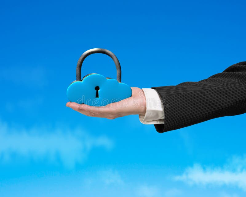 Cloud shape lock on hand stock photo. Image of privacy - 38895748