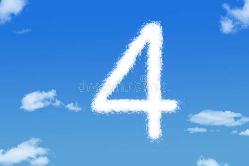 Cloud shape of number four stock illustration. Illustration of blue ...