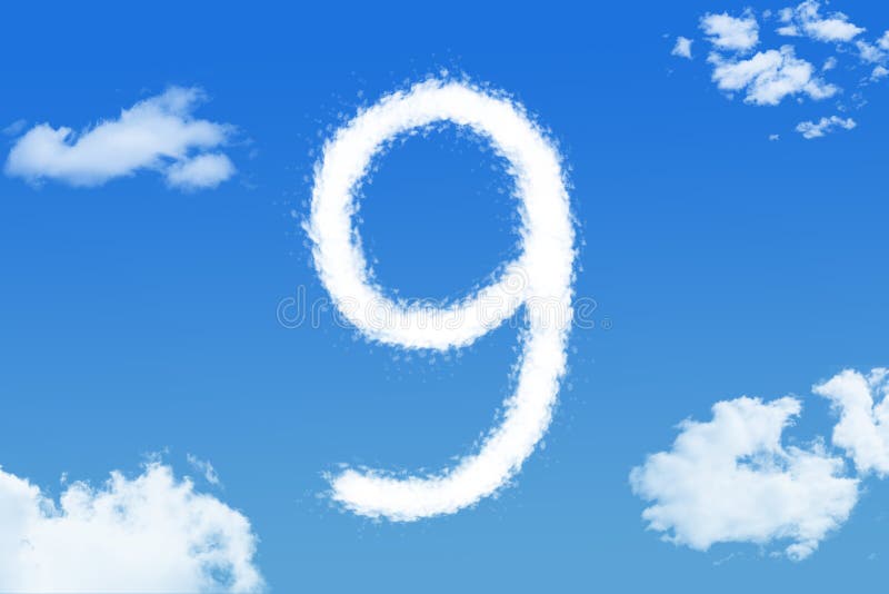 Cloud shape of number nine stock photo. Image of font - 198392894