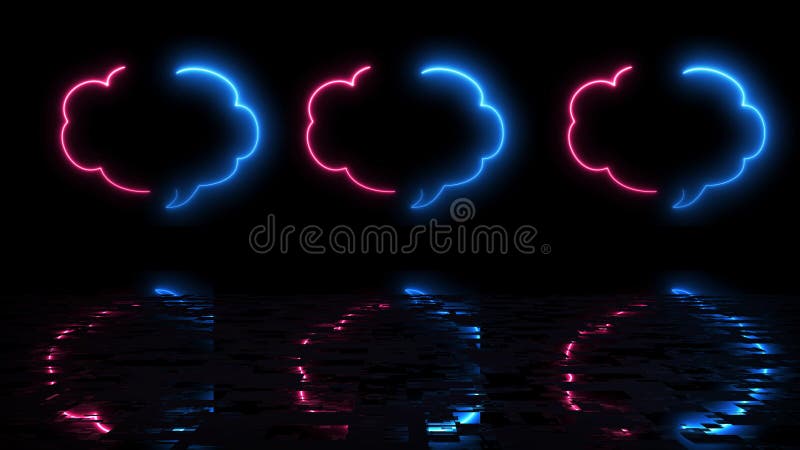 Cloud Shape Text Msg Icon Animation Reflective Black Bg. Stock ...