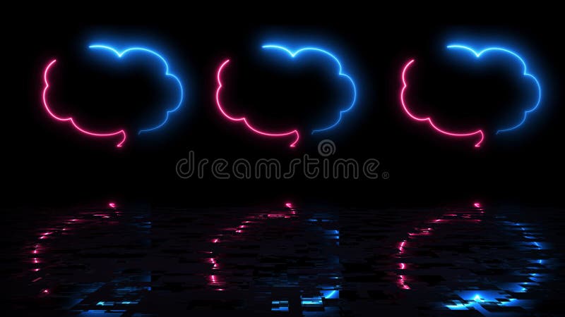 Cloud Shape Text Msg Icon Animation Reflective Black Bg. Stock ...