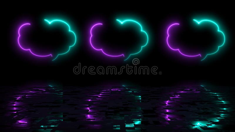 Cloud Shape Text Msg Icon Animation Reflective Black Bg. Stock ...