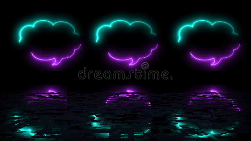 Cloud Shape Text Msg Icon Animation Reflective Black Bg. Stock ...