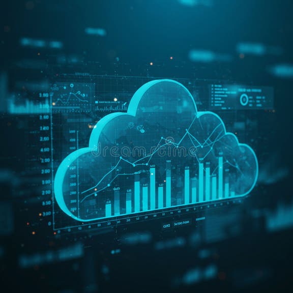 Cloud-shaped Digital Interface Displaying Various Data Visualizations ...