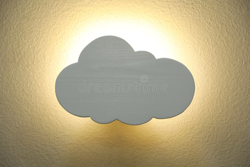 Cloud Shaped Glowing Night Lamp on Wall Stock Photo - Image of electric ...