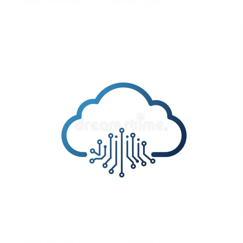 Cloud-shaped Icon with a Stylized Circuit Pattern Resembling Digital ...
