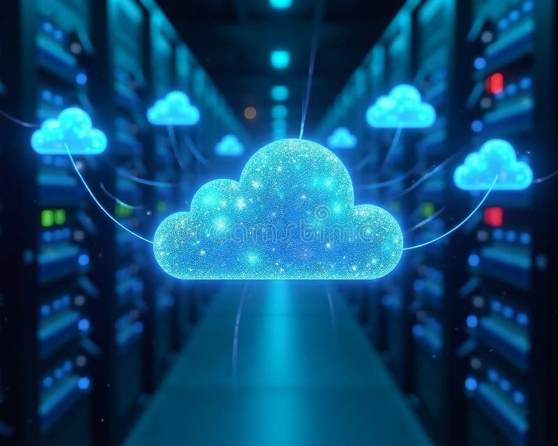 Cloud Shaped LED Lights in a Data Center Stock Image - Image of ...