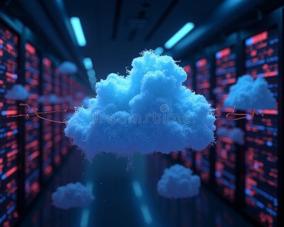 Cloud Shaped LED Lights in a Data Center Stock Image - Image of vibrant, shaped: 394654491