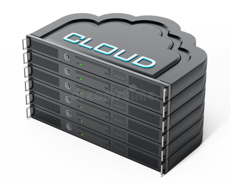 Cloud Shaped Network Server Rack Stack. 3D Illustration Stock ...