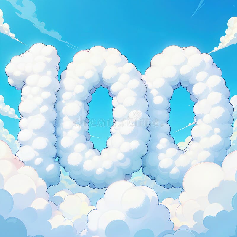 Cloud-shaped Number 100 in the Sky Stock Illustration - Illustration of ...