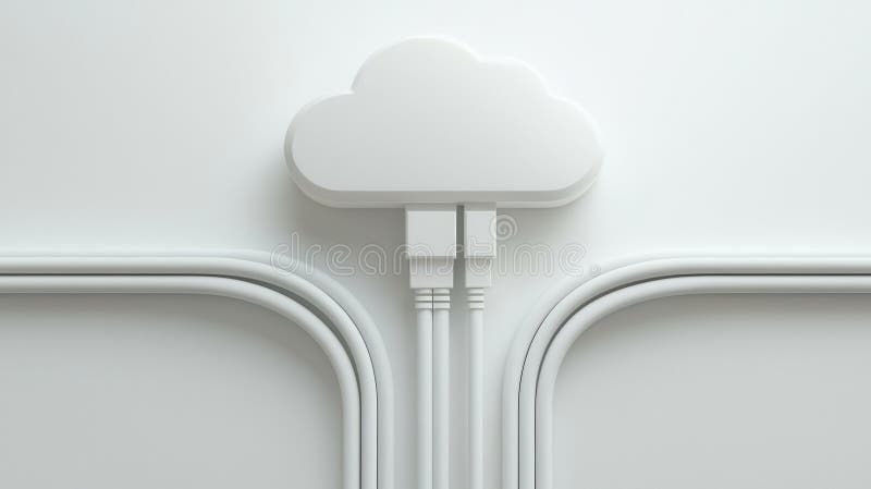 Cloud Shaped Plastic Icon Connecting Servers Via Cables, Symbolizing ...