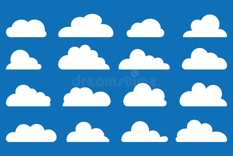 Cloud Shapes. Clouds Pack in Flat Style for Design Element in White without Shadow Stock Vector ...