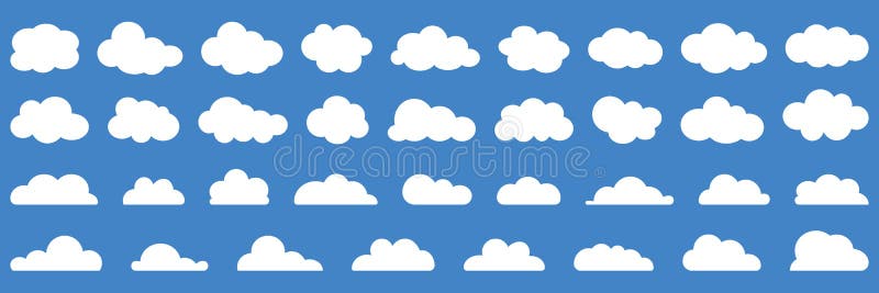 Cloud Shapes. Clouds Pack in Flat Style for Design Element in White without Shadow Stock Vector ...