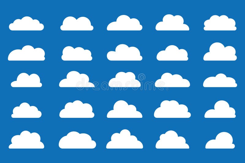 Cloud Shapes. Clouds Pack in Flat Style for Design Element in White ...
