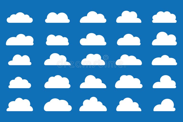 Cloud Shapes. Clouds Pack in Flat Style for Design Element in White without Shadow Stock Vector ...