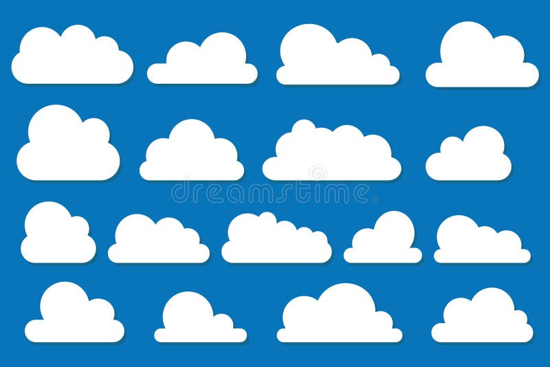 Cloud Shapes. Clouds Pack in Flat Style for Design Element in White ...