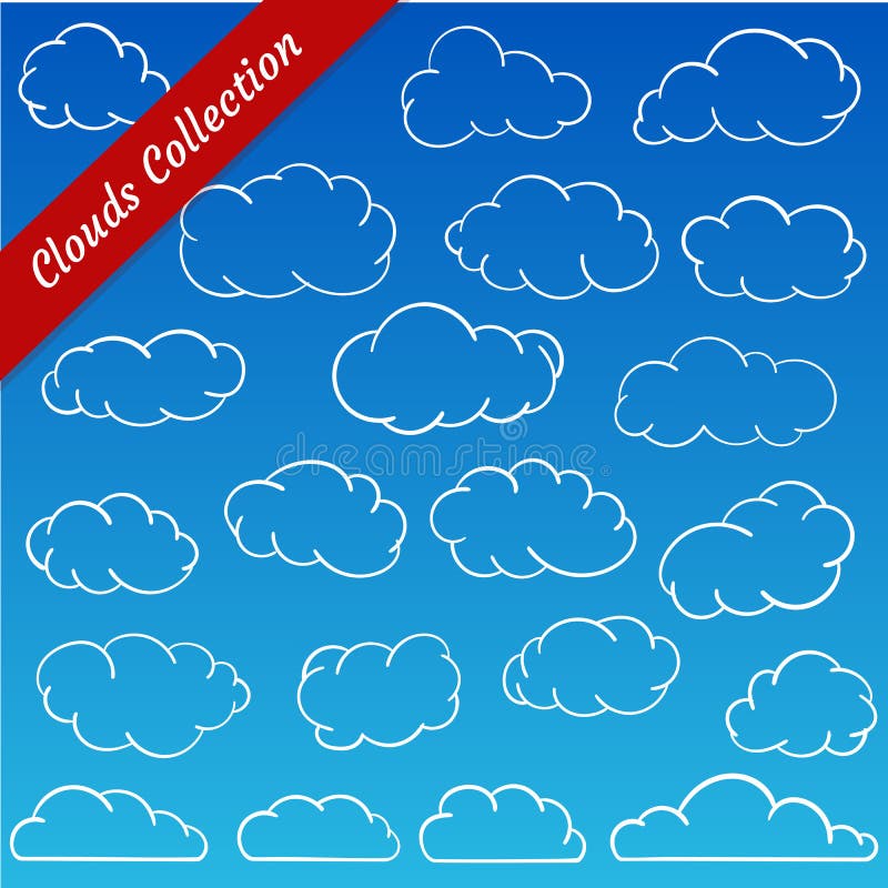 Cloud Shapes Collection. Cartoon Cloud Contours Set. Stock Vector ...