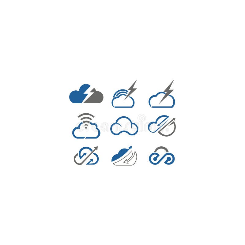 Cloud Shapes Design Vector Set. Data Technology Icons Pack Stock Vector ...
