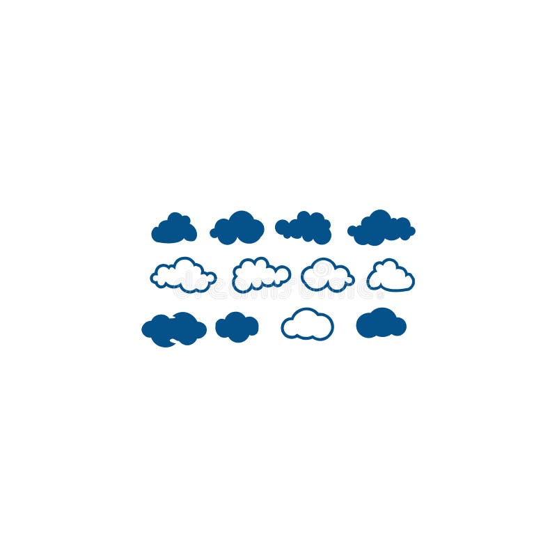 Cloud Shapes Design Vector Set. Data Technology Icons Pack Stock Vector ...