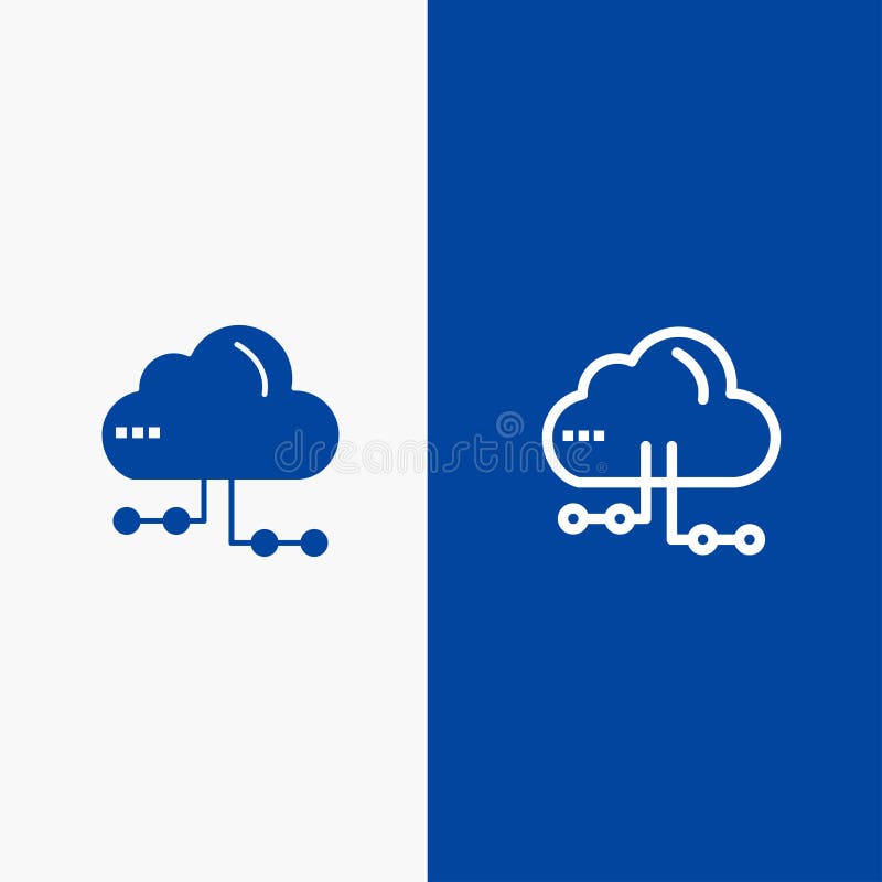Cloud, Share, Computing, Network Line and Glyph Solid Icon Blue Banner ...
