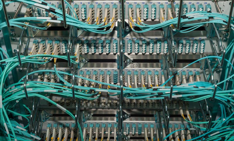 Optical Fiber Connection on the Cloud Network Port Server Stock Image ...