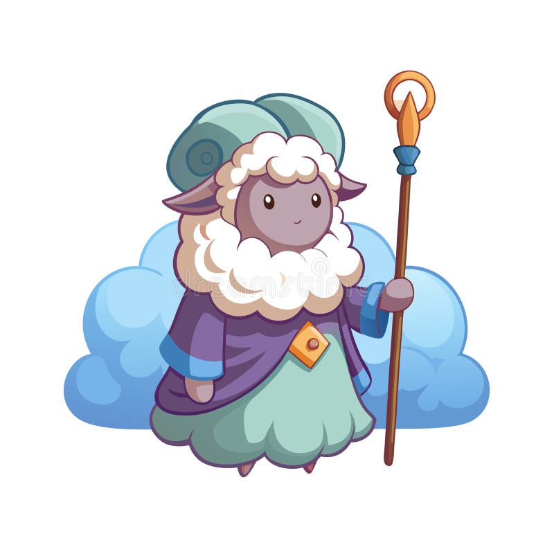 Cloud Shepherd Cartoon Character Design Stock Vector - Illustration of ...