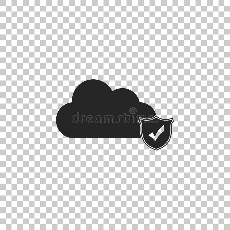 Cloud and Shield with Check Mark Icon Isolated on Transparent ...