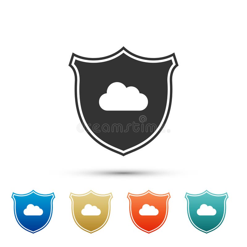 Cloud and Shield Icon Isolated on White Background. Cloud Storage Data ...