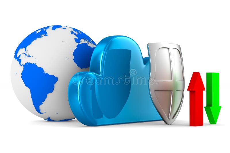 Cloud and Globe on White Background Stock Illustration - Illustration ...