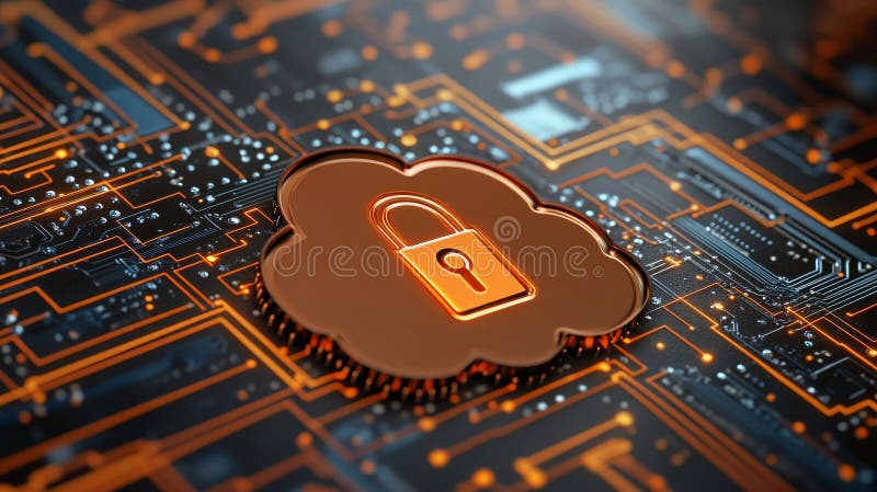A Cloud that Shines with a Digital Lock Embodies the Concept of Secure ...