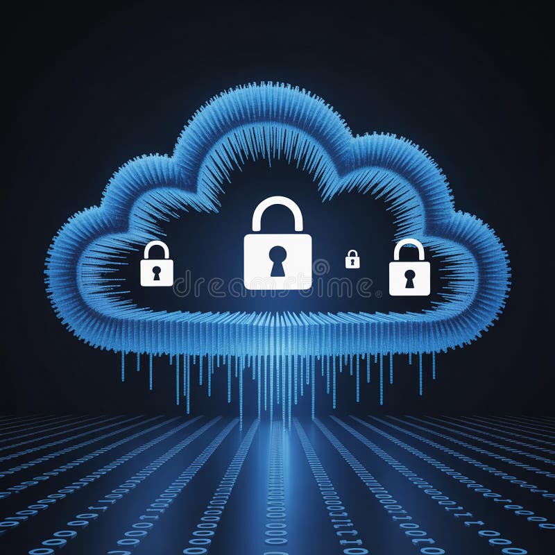 Cloud Showing Digital Cloud Security Data Protection Stock Photo - Image of security, code ...