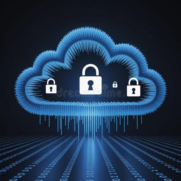 Cloud Showing Digital Cloud Security Data Protection Stock Photo - Image of security, code ...