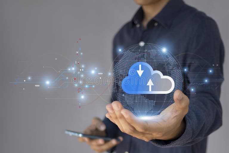 Cloud Shown in Hand Cloud Technology, Data Storage, Data Transfer ...