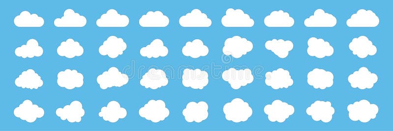 Cloud Signs, Sky Symbols. Blue Background Stock Vector - Illustration ...