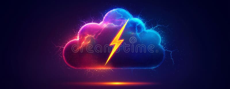 Cloud with a Single Bolt of Lightning, Minimalistic Style. Stock Photo ...