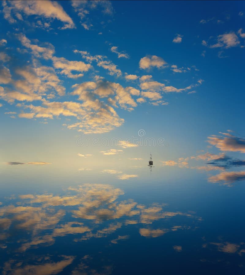 Cloud sky mirror in sea stock image. Image of shiny, light - 24999591