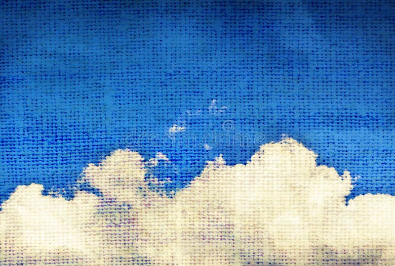 Cloud, Sky Painted on a Fabric Texture Stock Photo - Image of colorful ...