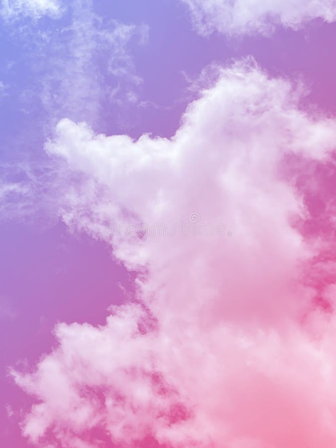 Cloud and Sky with a Pastel Rainbow-colored Background. Abstract ...