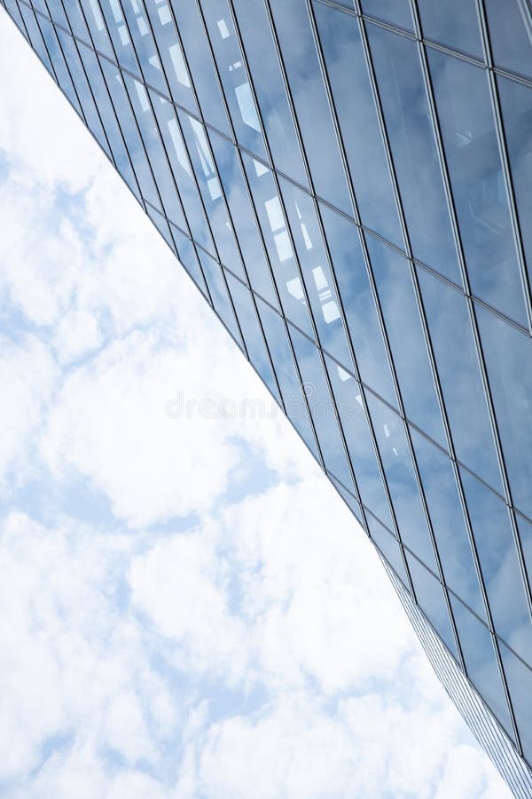 Cloud and Sky Reflected in the Blue Glass Windows of Building Stock ...