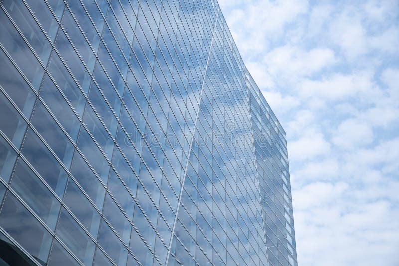 Cloud and Sky Reflected in the Blue Glass Windows of Building Stock ...