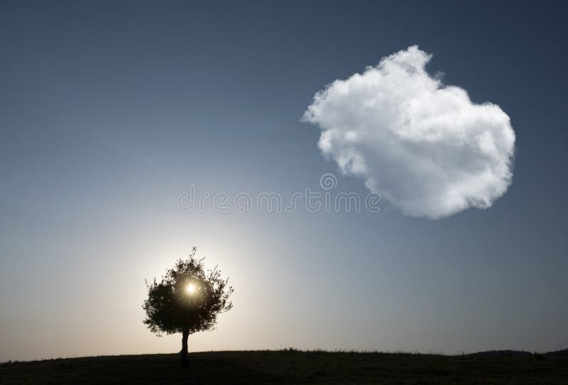 Cloud in the Sky, the Sun`s Rays Pass through a Tree Stock Photo ...