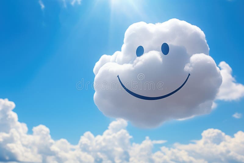 Cloud with a Smile Face in the Sky Stock Image - Image of creativity ...