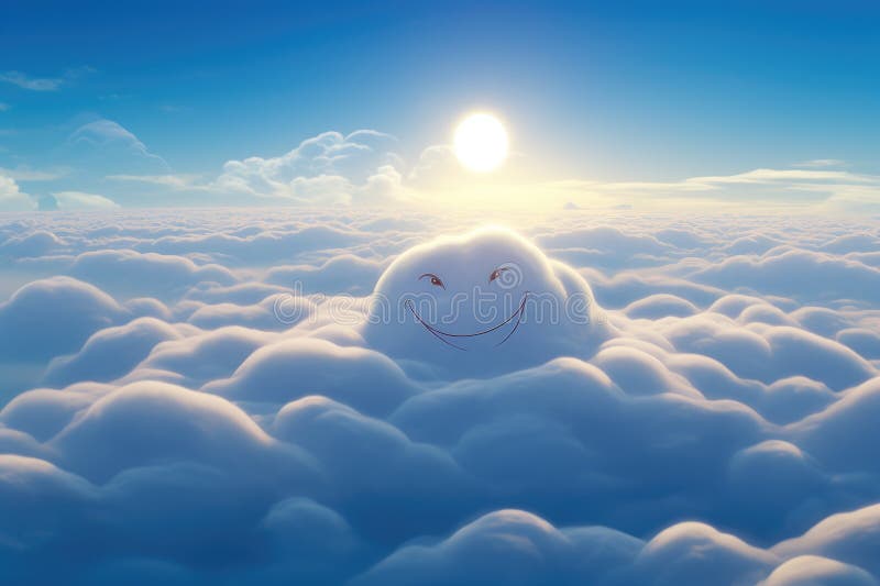 Cloud with a Smile Face in the Sky at Sunset Stock Illustration ...