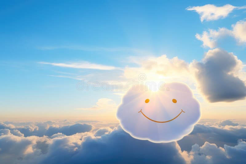 Cloud with a Smile Face in the Sky at Sunset Stock Illustration ...