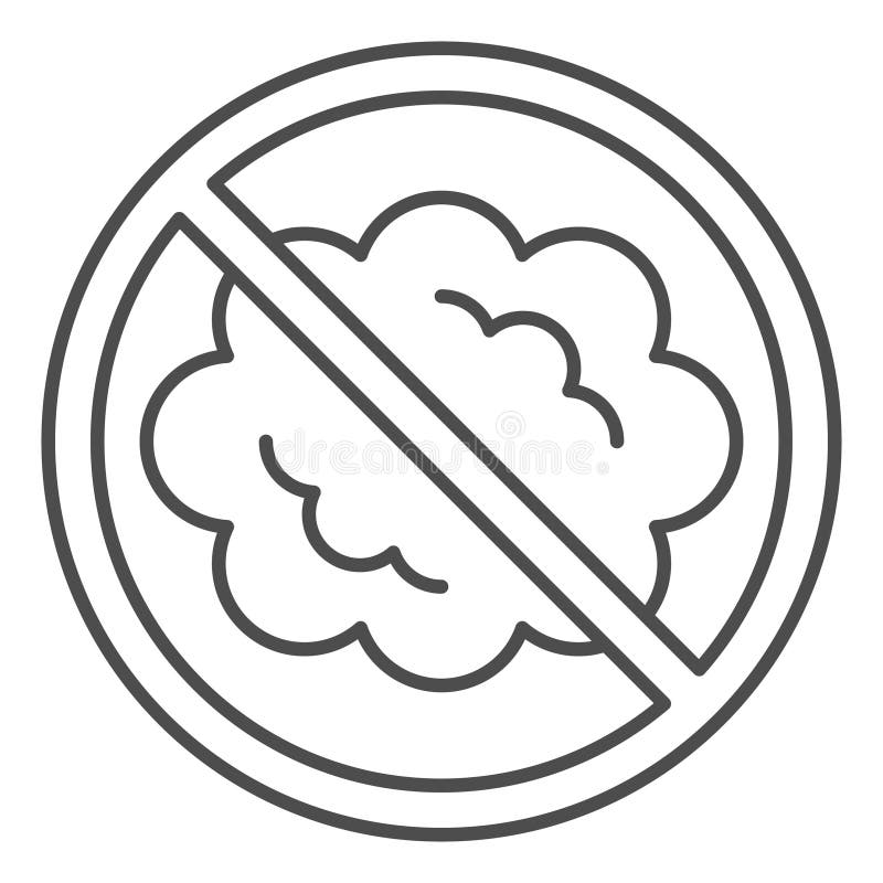 Cloud of Smoke Ban Thin Line Icon, Prohibited Elements Concept. Vector ...