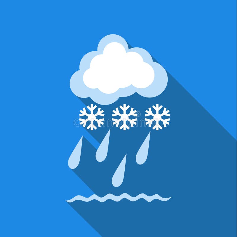 Cloud with Snow and Rain Icon, Flat Style Stock Vector - Illustration ...