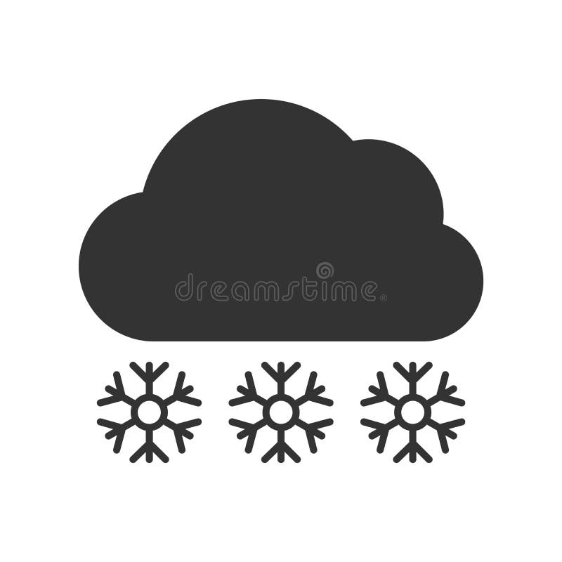 Dark Cloud with Snowfall Icon on White Background Stock Vector ...