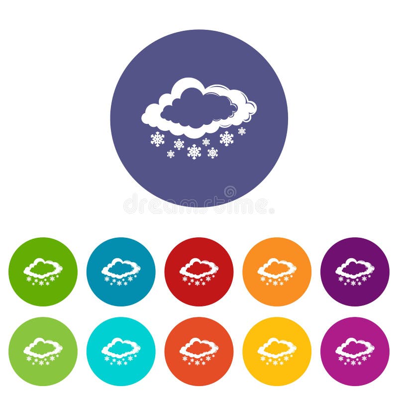 Cloud Snowflake Icons Set Vector Color Stock Vector - Illustration of ...