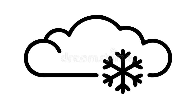Cloud with Snowflake Outline Icon, Snow, Winter, Flat Style, Vector ...